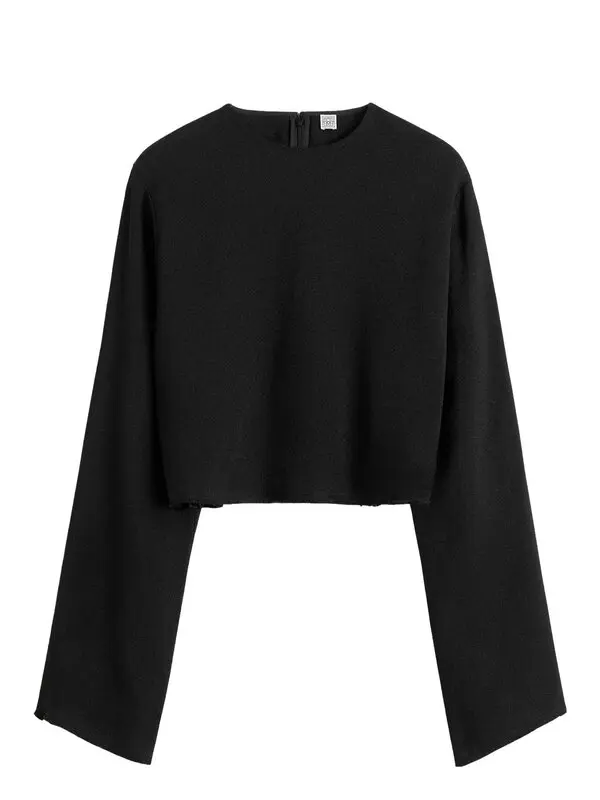 TOTEME Long-sleeved Crewneck Top With Straight Hem - Black