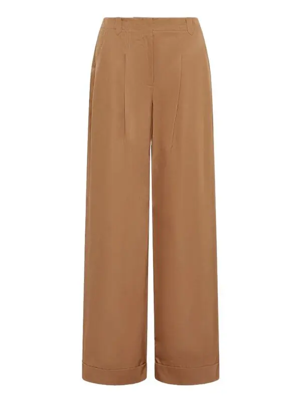 Marella Water-repellent Twill Wide-leg Trousers - Beige