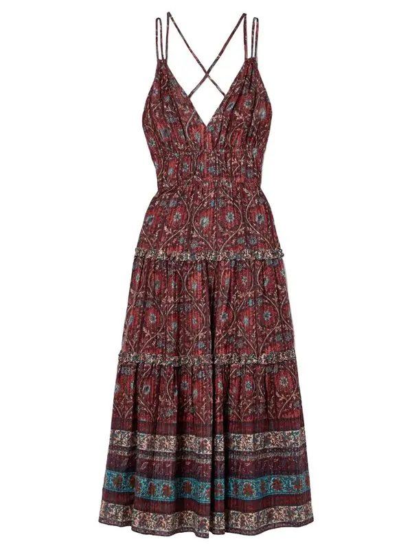 Ulla Johnson Sleeveless Printed Midi Dress - Red