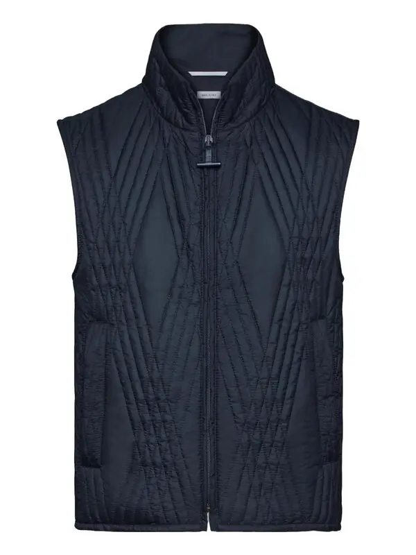 Thom Browne Quilted Gilet With Signature Striped Grosgrain - Navy Blue