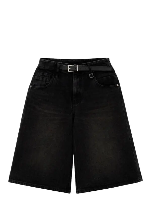 WOOYOUNGMI Belted Denim Shorts - Black