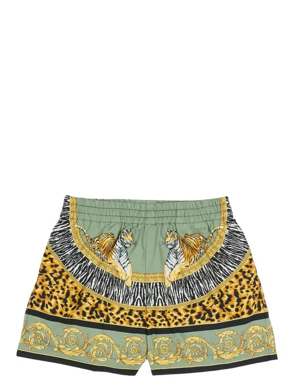 Versace Wild Cats Printed Shorts - Green