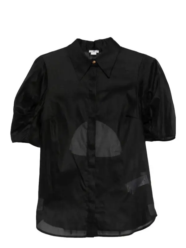 Elisabetta Franchi Sheer Puff Sleeve Shirt - Black