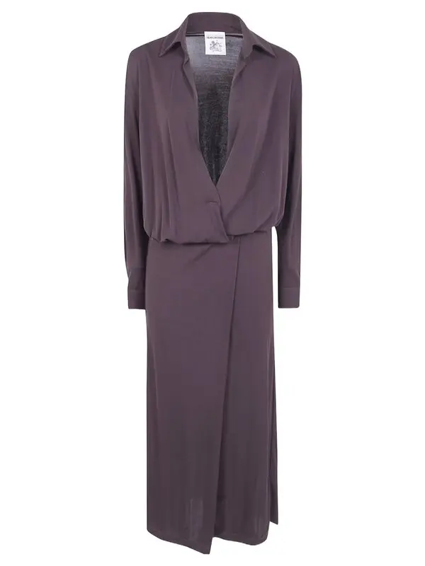 SEMICOUTURE Long Sleeve Draped Dress - Black