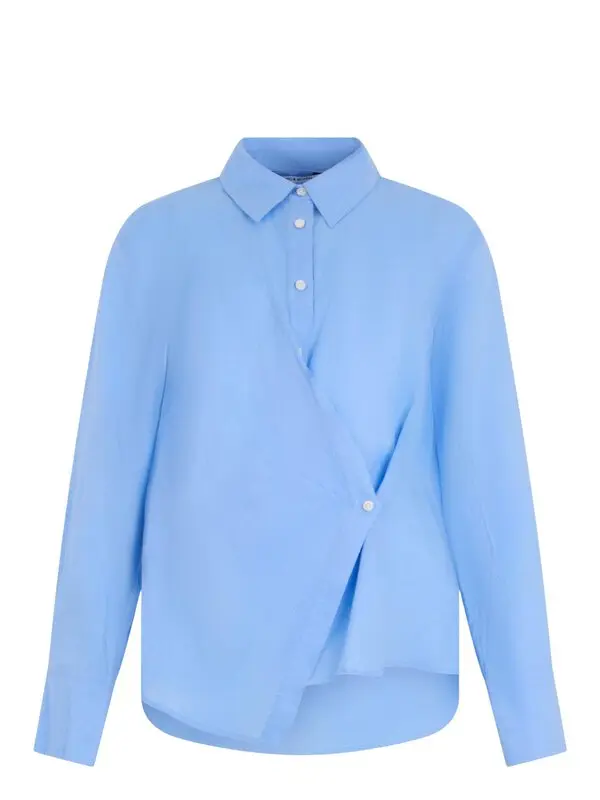 Veronica Beard Asymmetric Crossover Shirt - Blue Jay