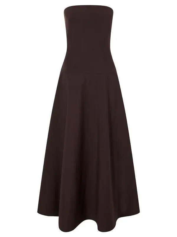 ST. AGNI Strapless Cotton-blend Midi Dress With Open Back - Black
