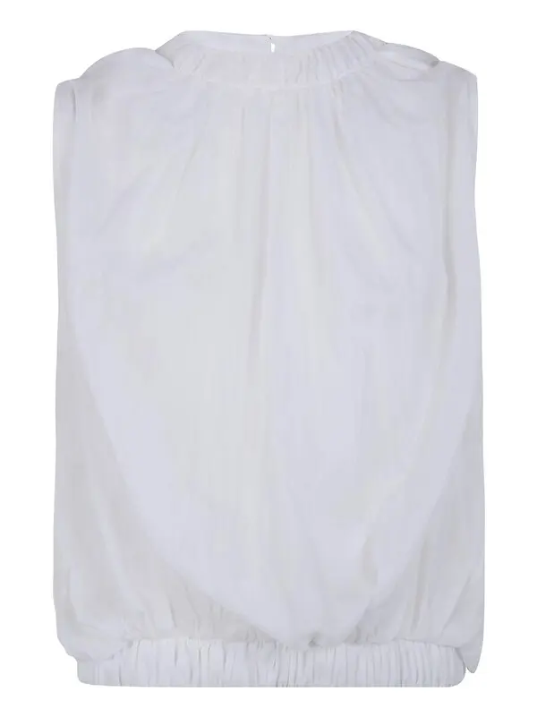 SEMICOUTURE Pleated Blouse With Elasticized Hem - White