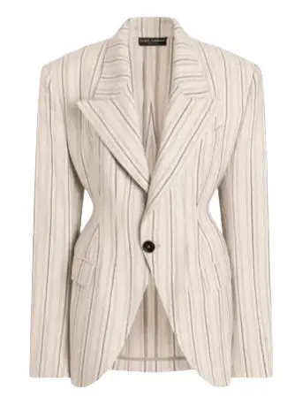 Dolce & Gabbana Single-breasted Pinstriped Jacket - Nude