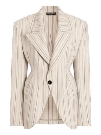 Dolce & Gabbana Single-breasted Pinstriped Jacket - Nude
