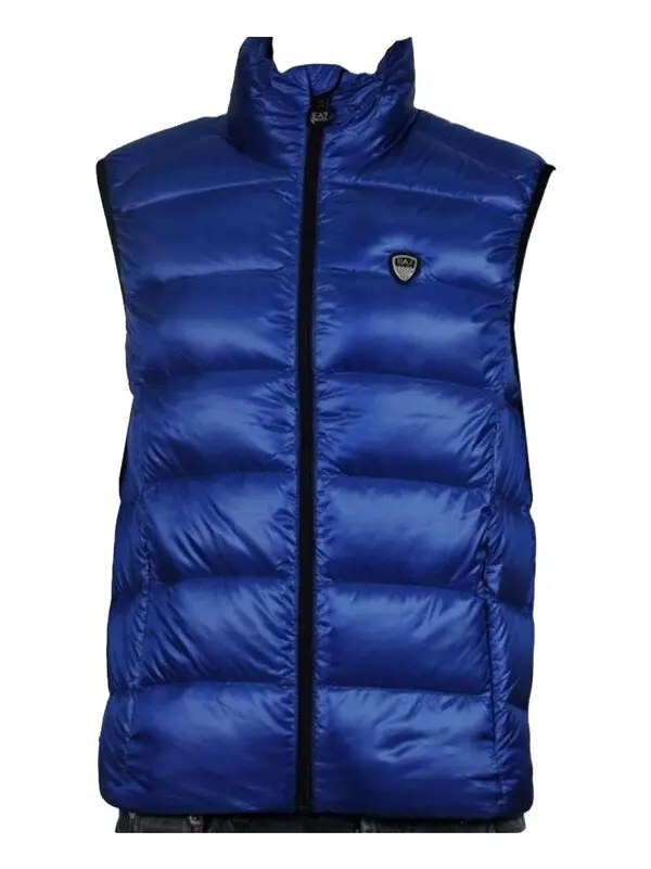 EA7 Sleeveless Down Vest With Logo Detail - Blue
