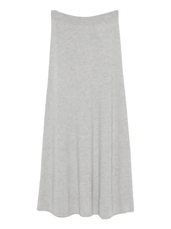 LISA YANG Ribbed Trim Cashmere Skirt - Dovegrey