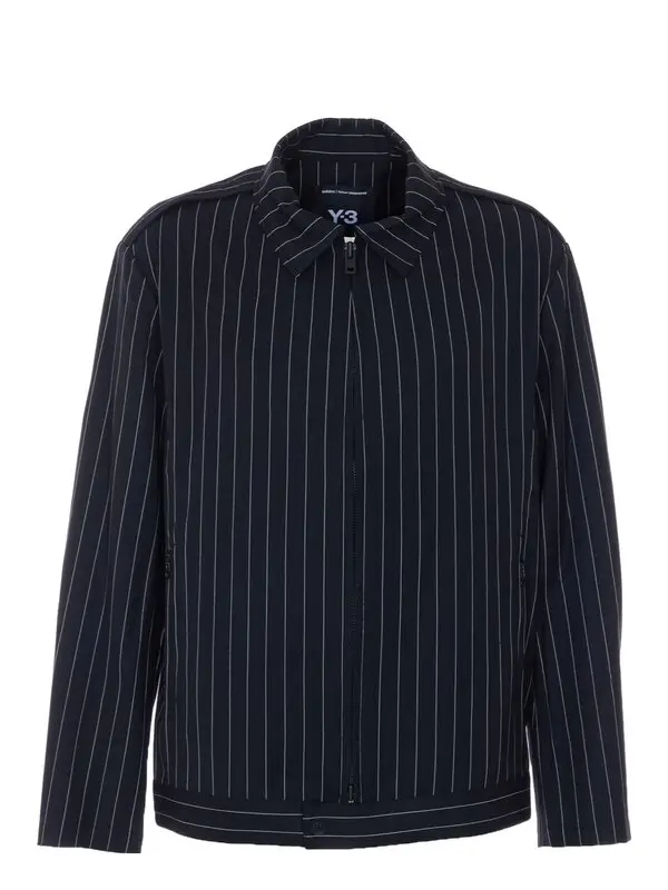 Y3 Long-sleeved Striped Zip-up Blouson Jacket - Black