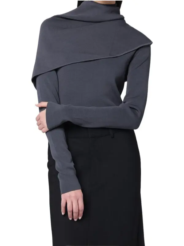 ENTIRE STUDIOS Asymmetrical Panel Knitted Sweater - Black