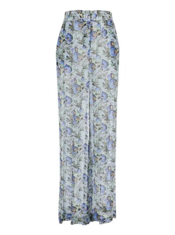 SEMICOUTURE Floral Wide-leg Pants - Blu