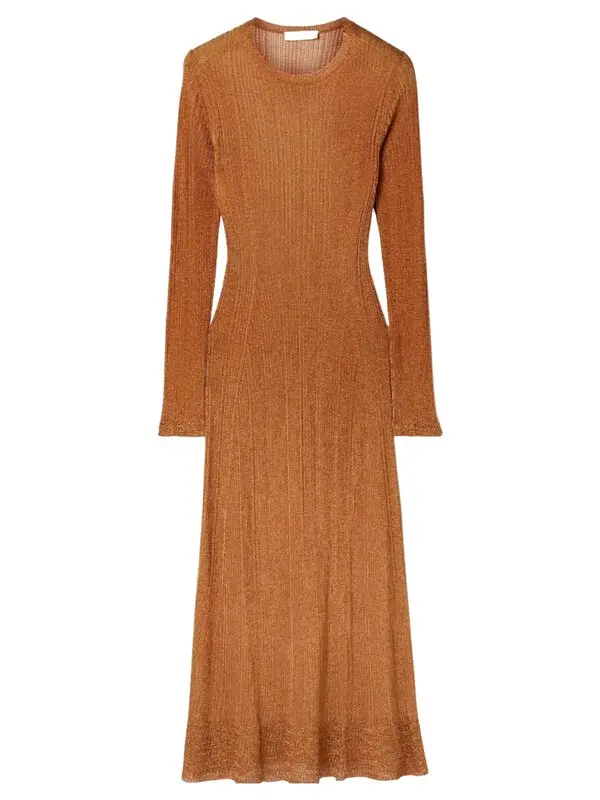 Ulla Johnson Long Sleeve Ruffled Hem Dress - Bronze