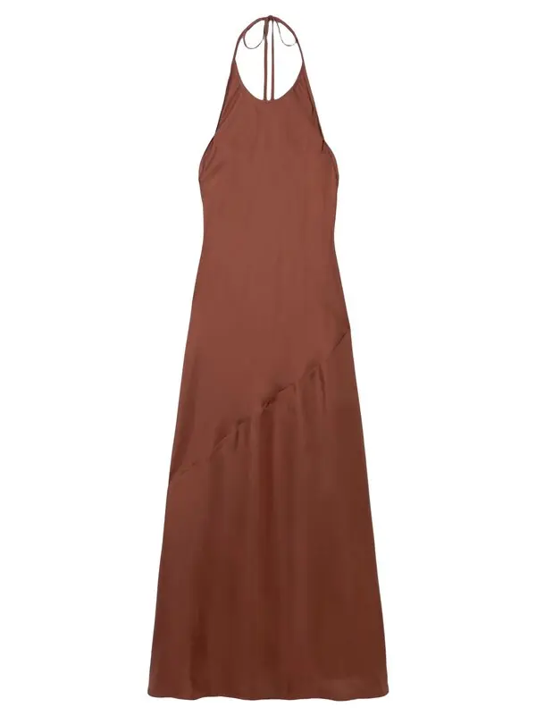 ST. AGNI Back Tie Halterneck Midi Dress - Brick Red