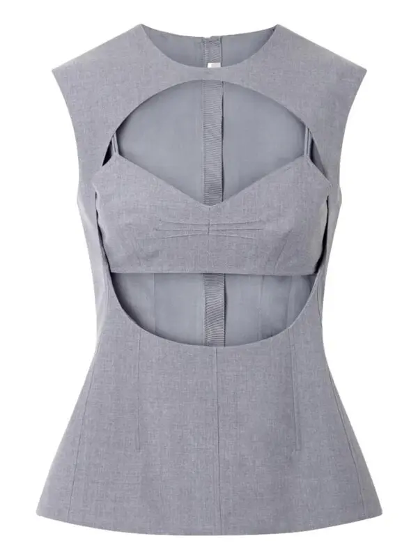 JIL SANDER Sleeveless Cut-out Top - Gray