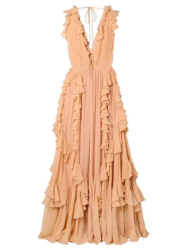 Ulla Johnson Florella Ruffled Silk-chiffon Gown - Pale Pink