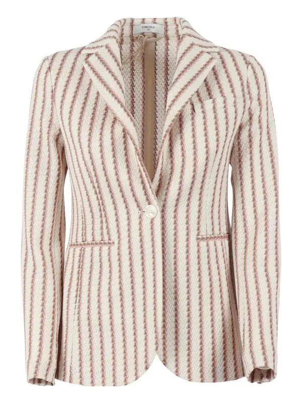 CIRCOLO 1901 Striped Single-breasted Blazer - White