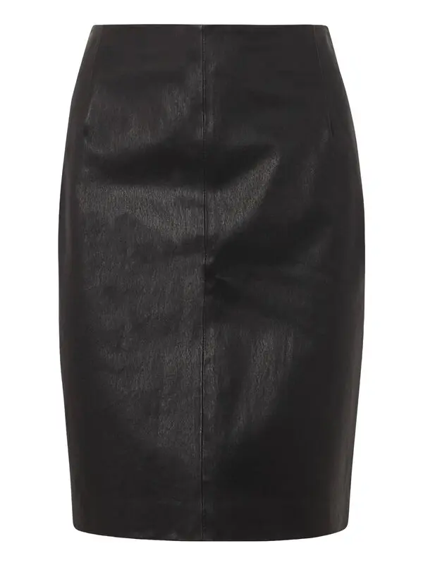 Nour Hammour Paneled Leather Pencil Skirt - Black