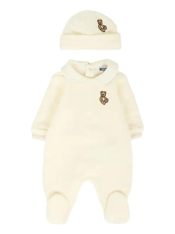 Moschino Teddy Bear Embroidered Babygrow Set - White