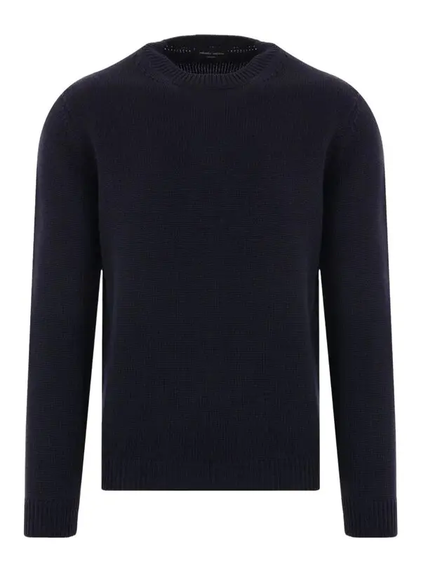 ROBERTO COLLINA Crew Neck Long Sleeve Knitwear - Navy