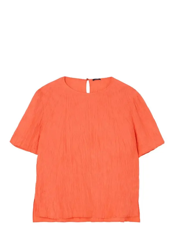 JOSEPH Brunet Silk-habotai Top With Pleated Texture - Orange