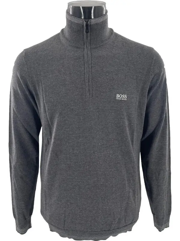 Hugo Boss Quarter Zip Long Sleeve Sweater - Black
