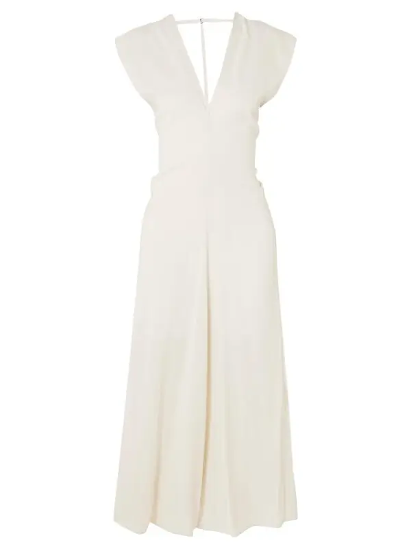 ST. AGNI Sleeveless V-neck Midi Dress - Off White