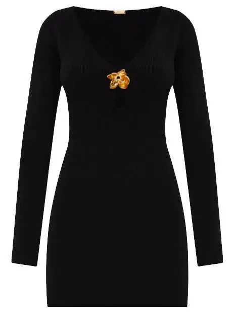 Cult Gaia Embellished Long Sleeve Mini Dress - Black
