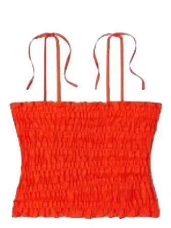 Tory Burch Smocked Camisole With Tie Straps - Red