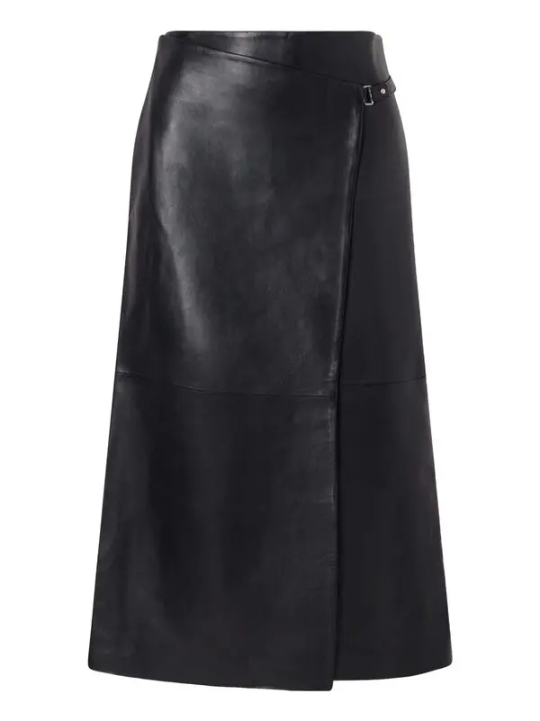 ST. AGNI Midi Leather Wrap Skirt - Black