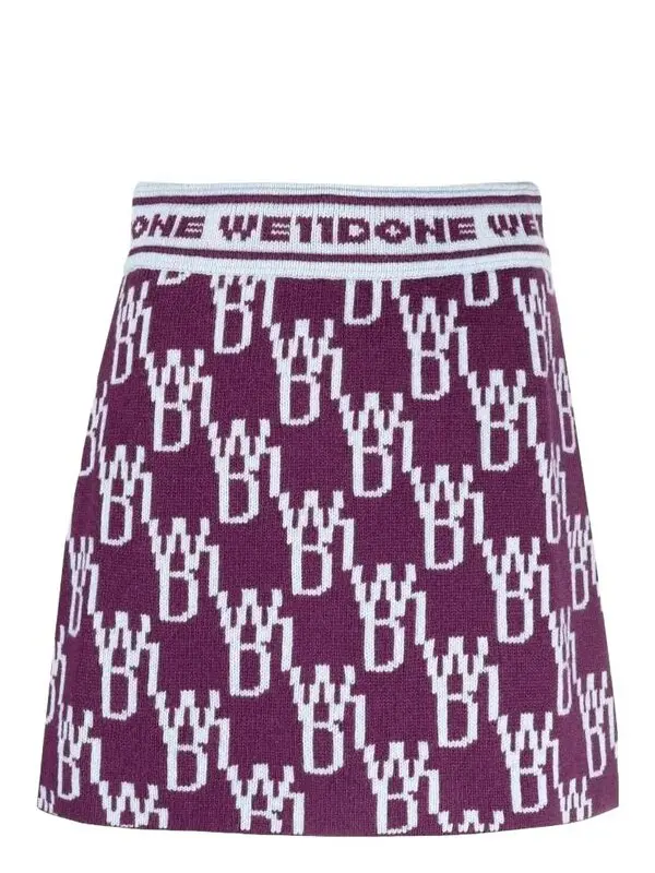 We11Done Logo Jacquard Mini Skirt - Red