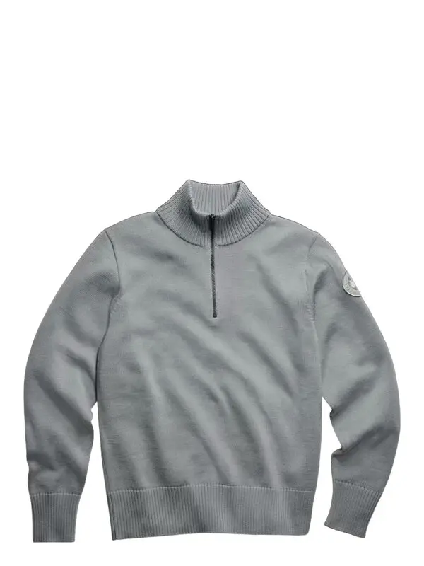 Canada Goose Logo Half-zip Knitted Sweater - Stratus Grey