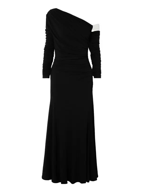 Tove Ulla One-shoulder Gathered Stretch-crepe Maxi Dress - Black