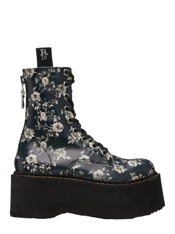 R13 Double Stack Print Ankle Boots - Black