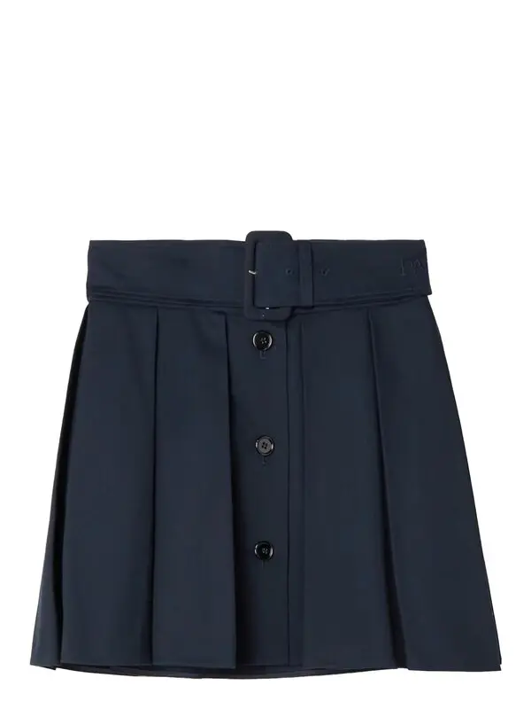 PATOU Belted Pleated Cotton-twill Mini Skirt - Black