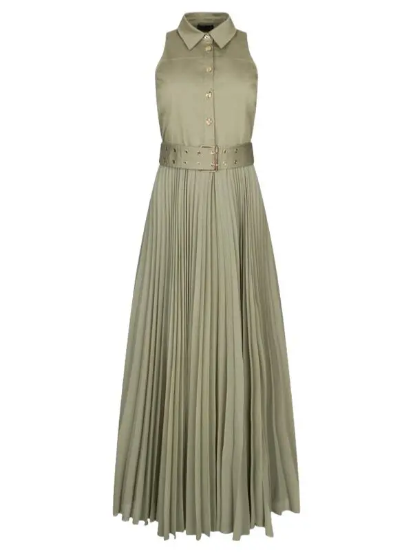 Liu Jo Pleated Belted Shirt Dress - Green
