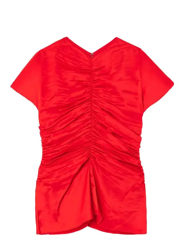 Tove Fiana Ruched Silk-satin Top - Red