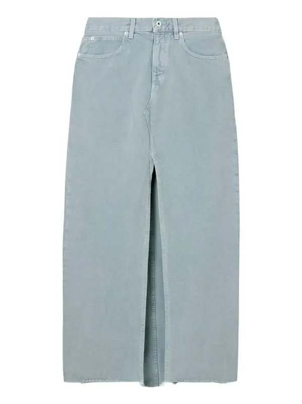 SLVRLAKE Frayed Denim Maxi Skirt With Front Vent - Light Blue