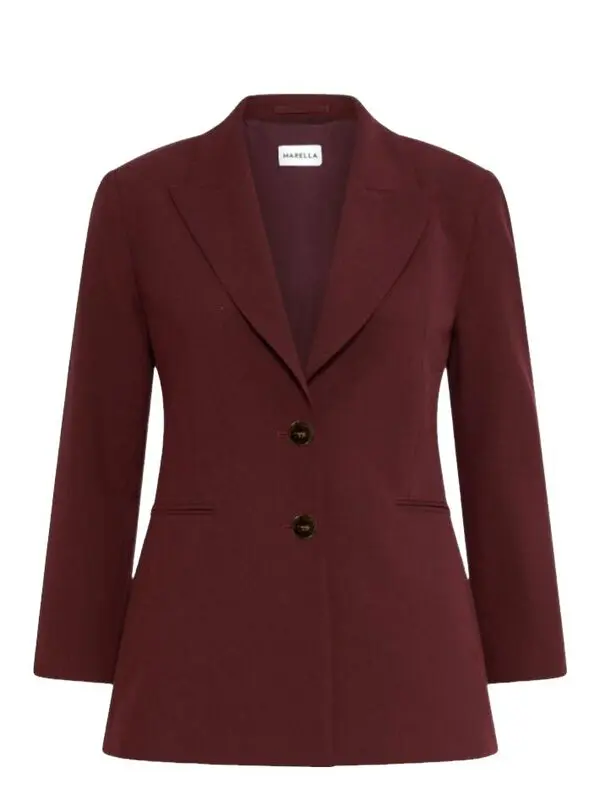 Marella Viscose-blend Canvas Blazer - Bordeaux Red