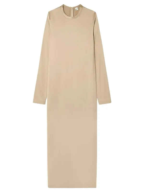 TOTEME Long Sleeve Satin Maxi Dress - Beige