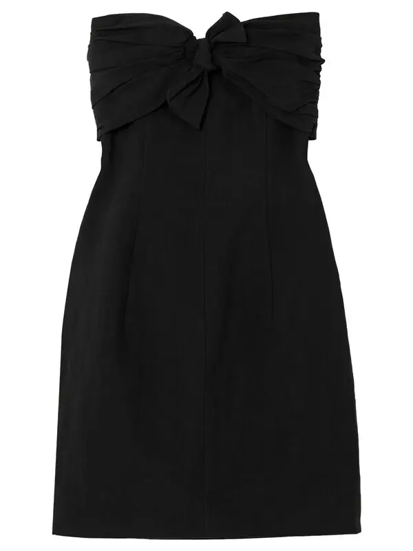 Tove Dipti Strapless Tie-front Stretch Linen And Cotton-blend Mini Dress - Black
