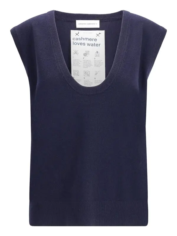EXTREME CASHMERE X Sleeveless Knitted Top - Navy