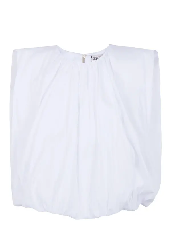 SEMICOUTURE Pleated Blouse With Back Tie - White