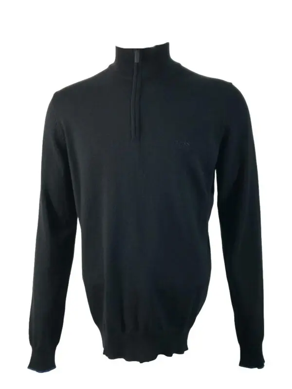 Hugo Boss Stand-neck Zip Up Sweater - Black