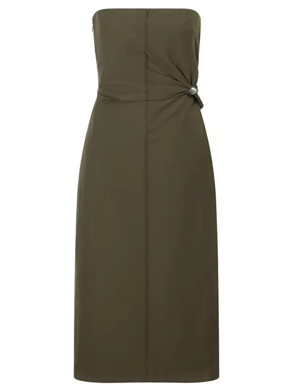 SIR. Sorel Strapless Cotton-blend Midi Dress - Dark Olive