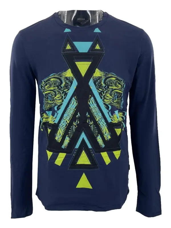 Just Cavalli Pattern Printed Long-sleeved T-shirt - Blue