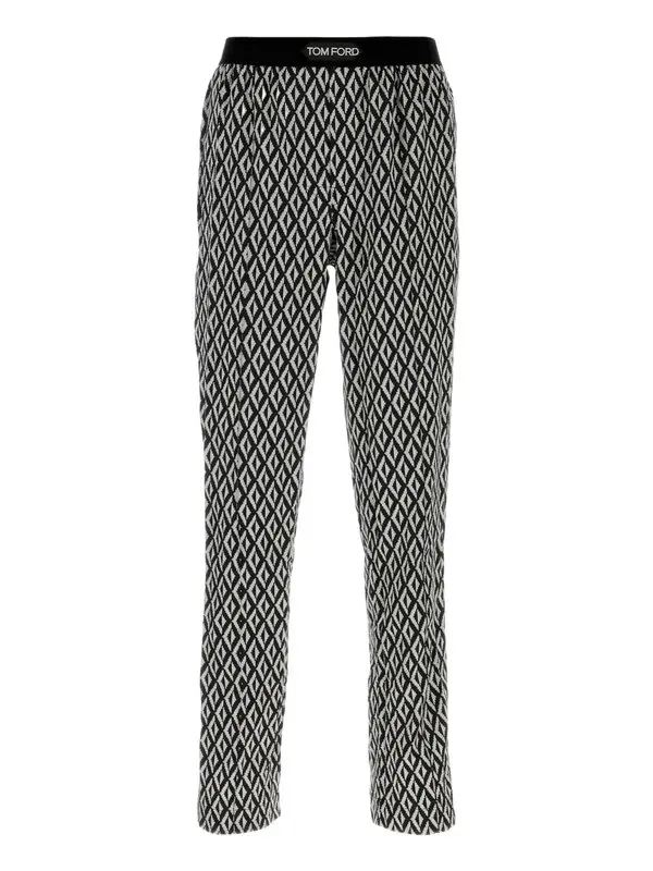 TOM FORD Logo Detail Printed Trousers - Black