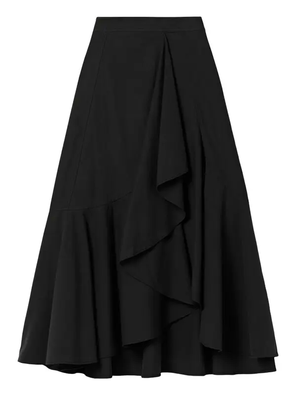 Ulla Johnson Sabina Wrap-effect Draped Midi Skirt - Black